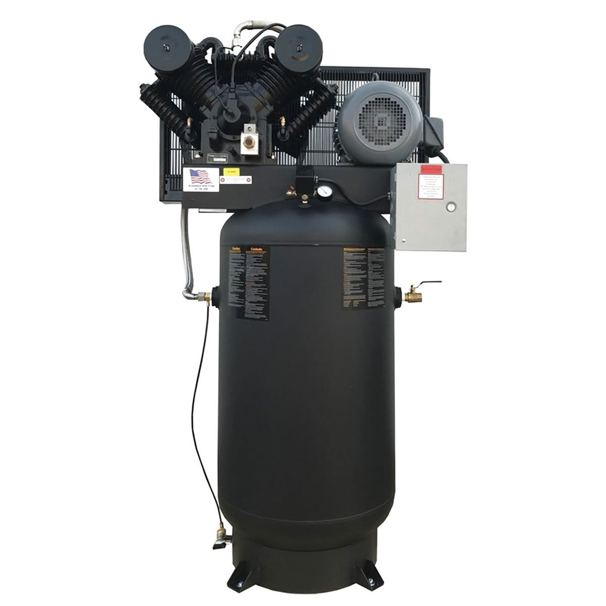 Electric Compressor 10 HP 3 Phase, 35.4 CFM @ 175 PSI, Vertical, 230v ...