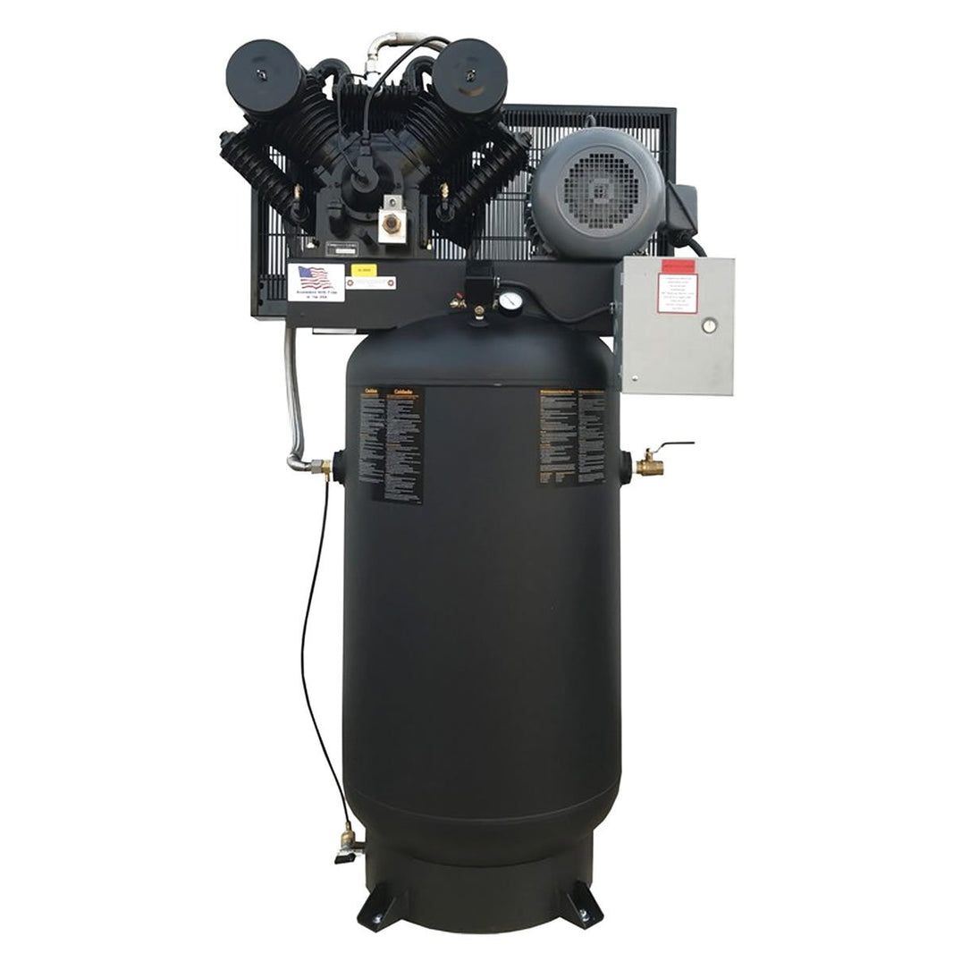 Electric Compressor 10 HP 3 Phase, 35.4 CFM @ 175 PSI, Vertical, 230v ...
